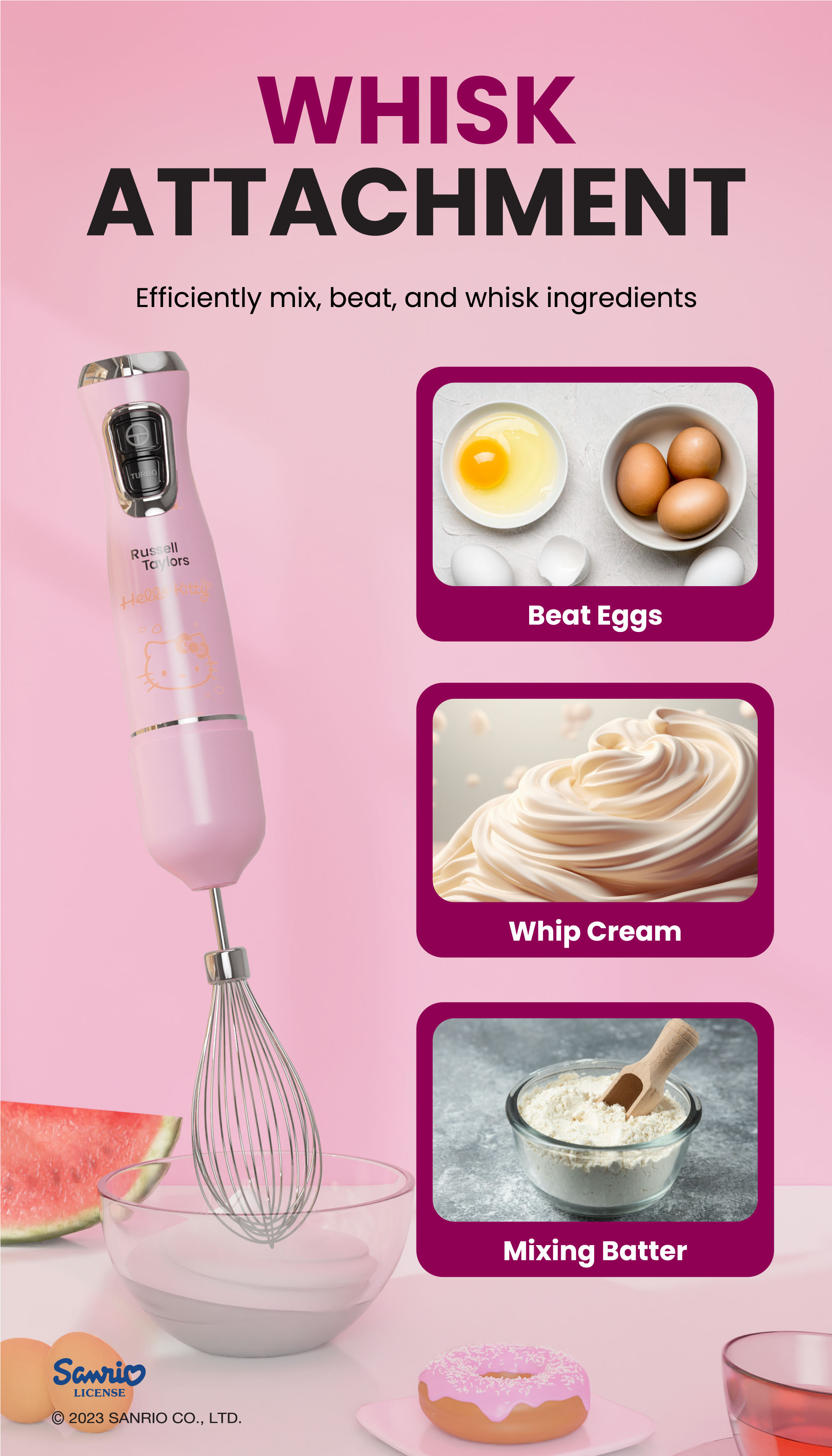 Russell Taylors x Sanrio Hello Kitty Hand Blender Food Processor (600W ...