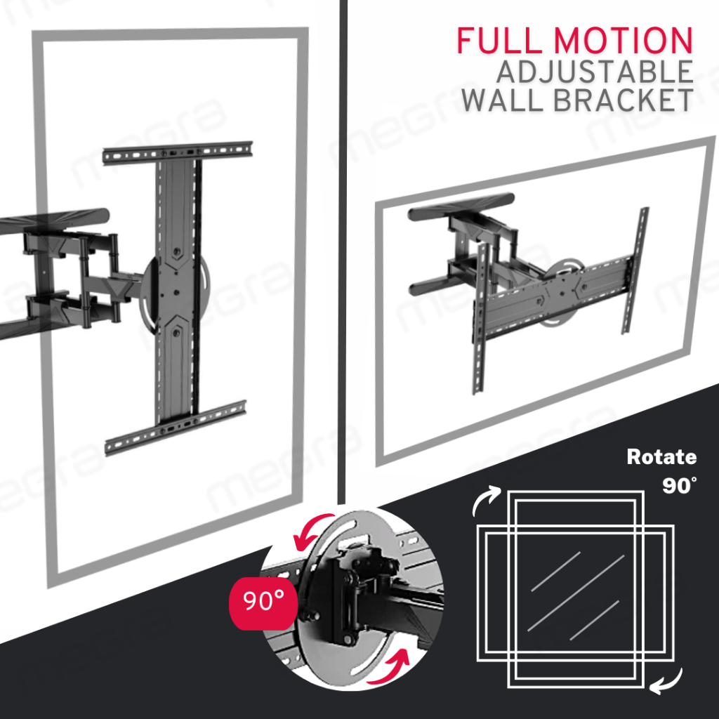 Adjustable TV Mount Bracket Full Motion TV Swivel Wall Bracket Vertical / Horizontal Rote (40 ...
