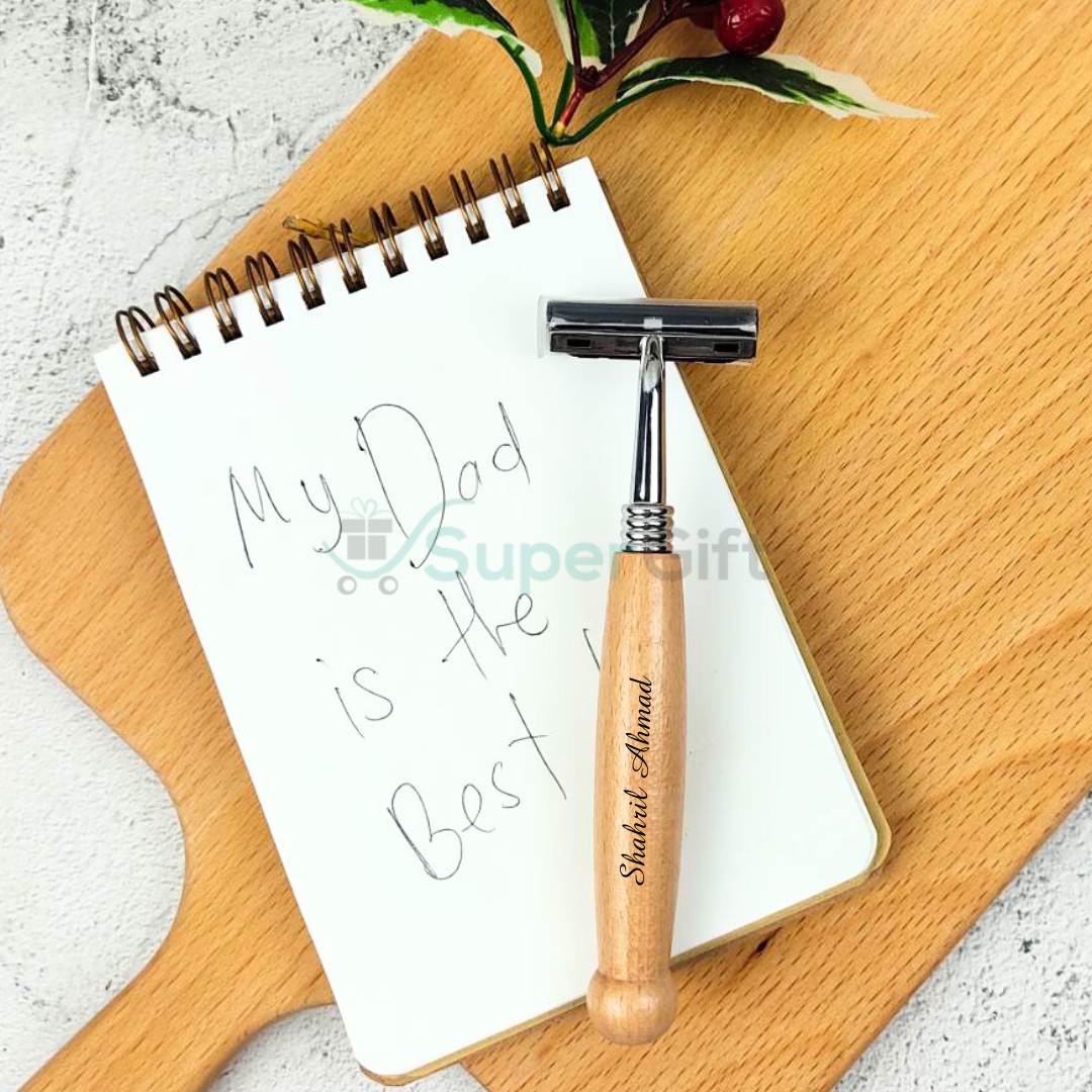 Personalized Engraved Wooden Shaver Razor - Supergift