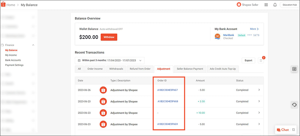 Checking Income Details | Shopee SG Seller Education Hub