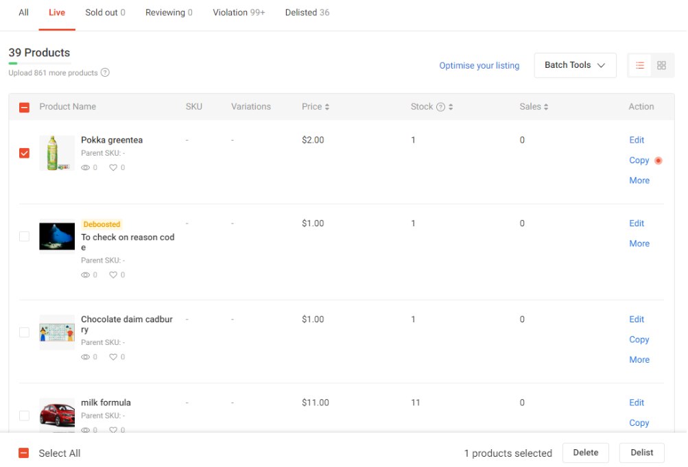 How do I edit/delist my listings?