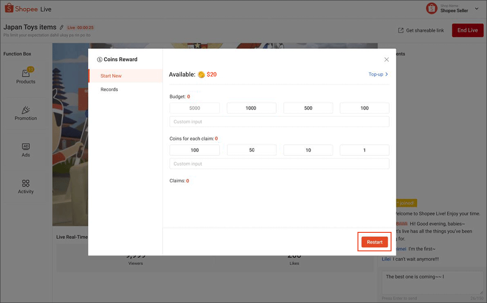 Shopee Live advanced tools | Shopee SG Seller Education Hub